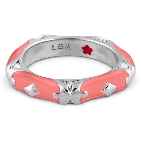 Lauren G. Adams Rhodium-Plated Stackable Fiesta Ring with Cherry Berry Enamel