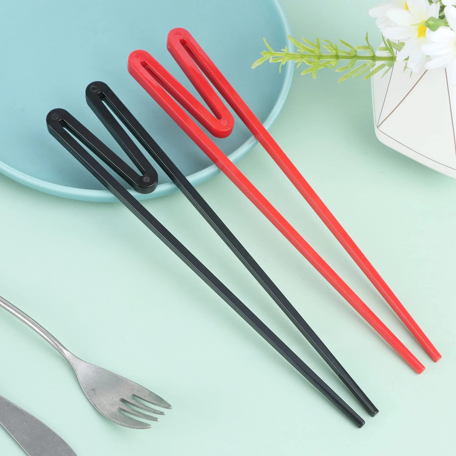 Saterkali Toddler Chop-stick Food Grade Learning Chop-sticks Helper for Kids High Temperature Resistance M Shape Learning Chop-stick Baby Accessories Black