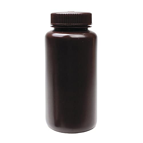 United Scientific⢠33465 | Laboratory Grade HDPE Wide Mouth Amber Reagent Bottle | Designed for Laboratories, Classrooms, or Storage at Home | 500ml (16oz) Capacity | Pack of 12