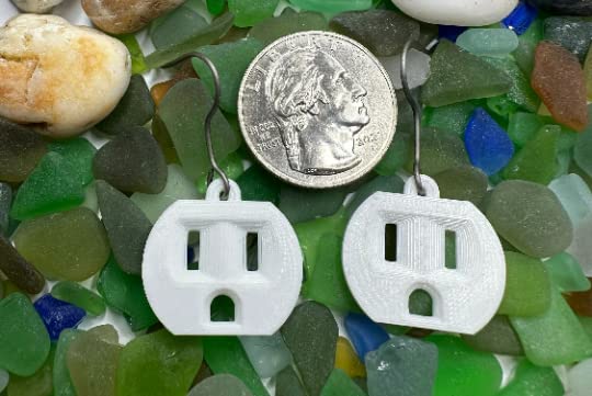 Mini Electric Outlet Drop Earrings • Power Socket Dangle Earrings • Weird Edgy Electric Statement Jewelry For Her • Electricians Gift (Red)