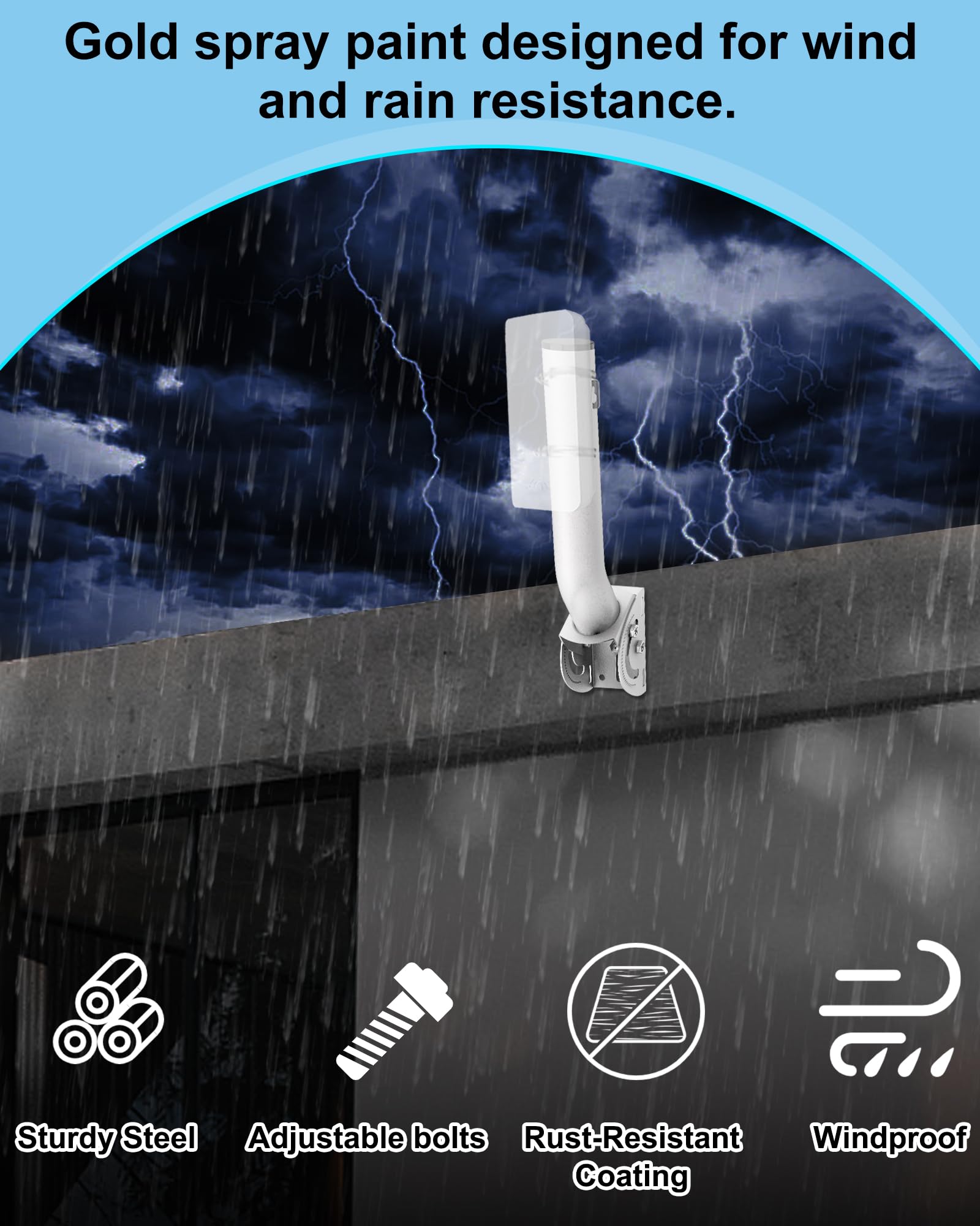 Universal Antenna Mount,11 Inches J Pole and Wall-Mounted Mounting Bracket for Outdoor Point to Point Access Point CPEs, TV Antennas, Wireless Bridges, Starlink Mini Dish and More