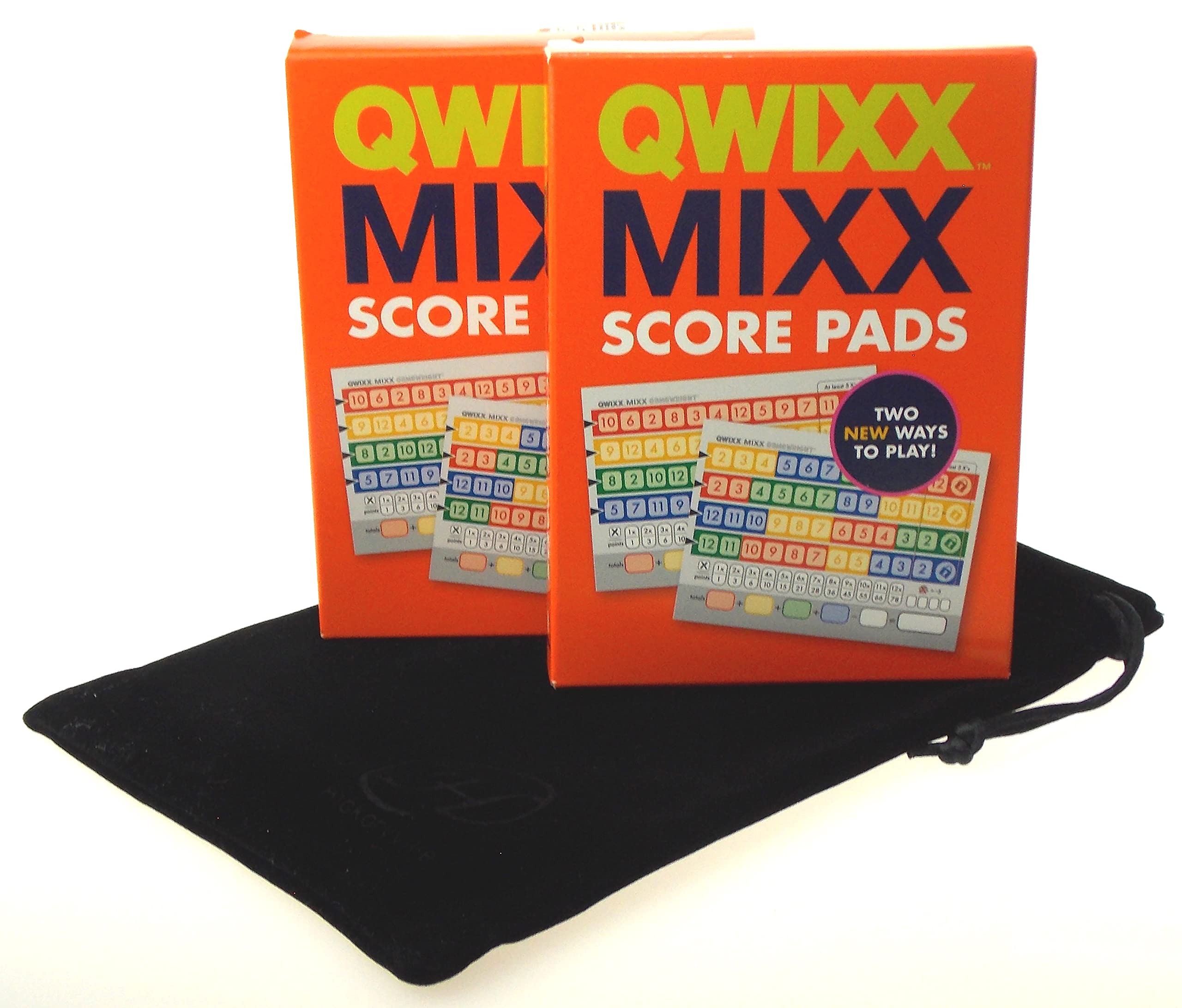 QWIXX Mixx 2 Replacement Score Pad Boxes Bundle - 400 Score Sheets (Score Cards) - Bonus Hickoryville Velour Storage Bag