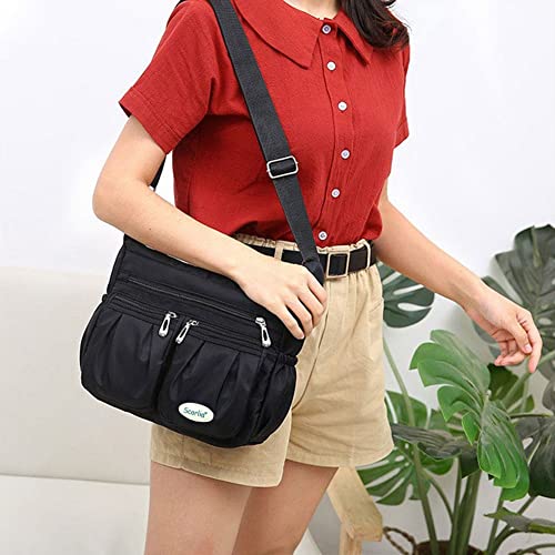 Scorlia Insulated Lunch Bag for Women/Men, Large Leakproof Cooler Box, Reusable Lunch Organizer with Side Pockets, Durable One Shoulder Crossbody Lunch Bag for Work, Picnic, Beach, Black
