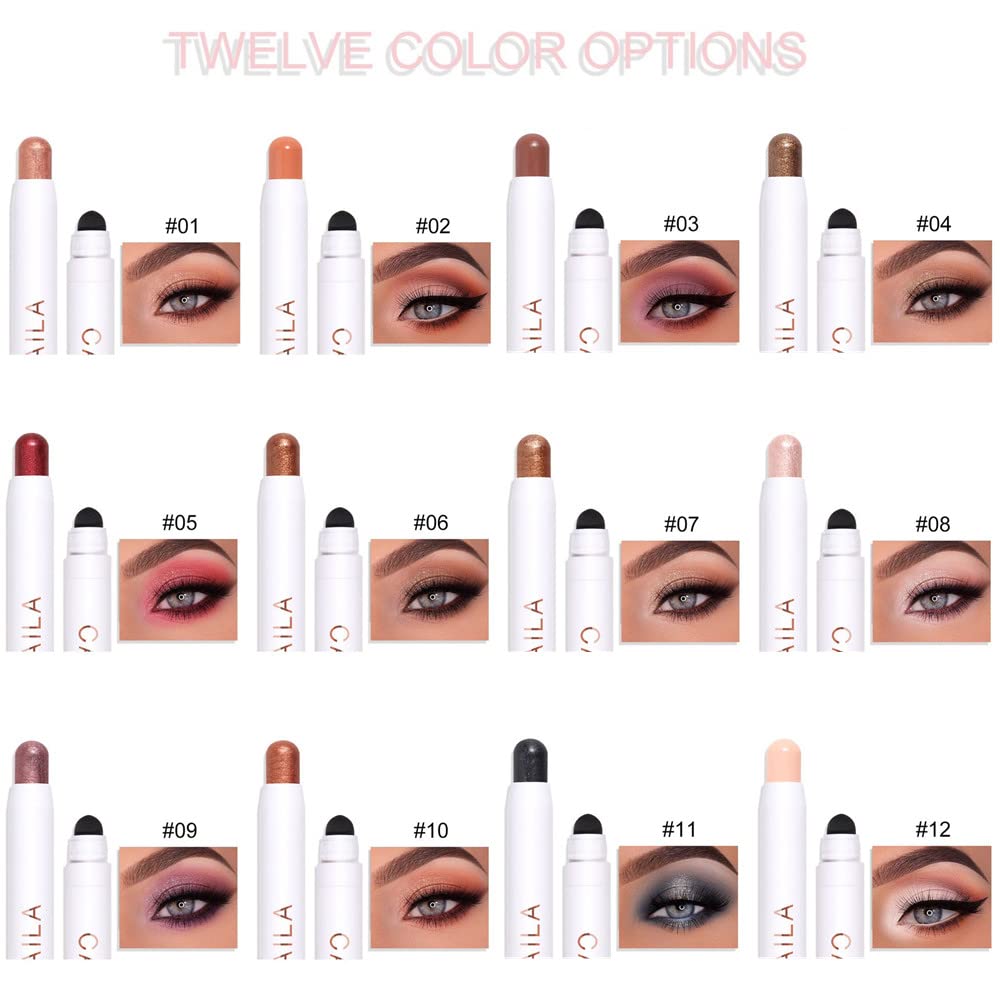 Timipoo Cream eye shadow stick, eye shadow pen, matte and shimmer eye makeup stick, long-lasting waterproof eye shadow fluorescent stick makeup (04#)