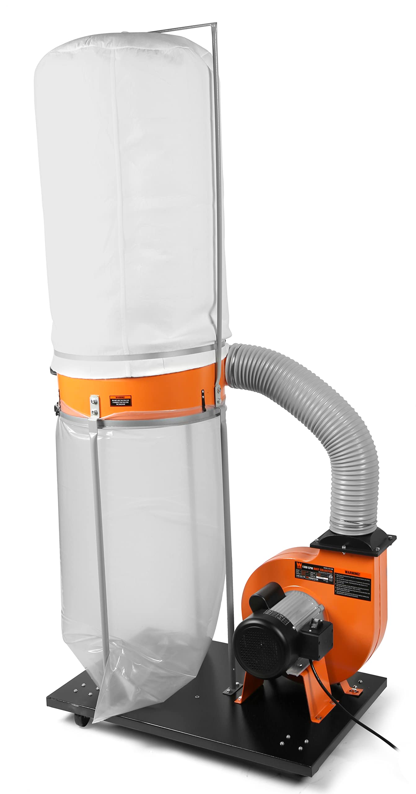 WEN DC1300 1,300 CFM 14-Amp 5-Micron Woodworking Dust Collector with 50-Gallon Collection Bag and Mobile Base , Black