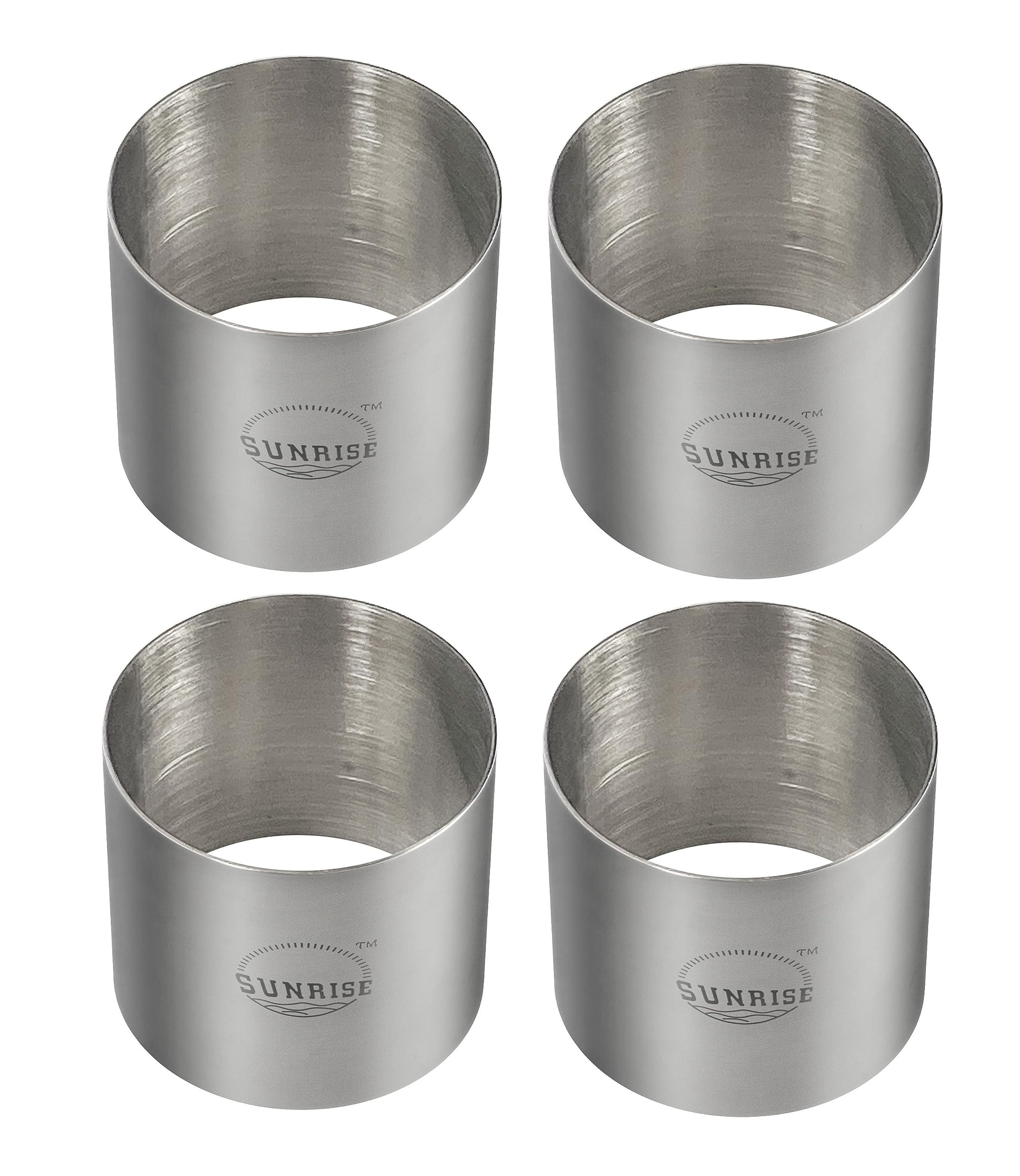 Sunrise Kitchen Supply (Pack of 4) Plating Forms Stainless Steel Ring Mold Sets 3" X 2.75" (3" x 2.75")