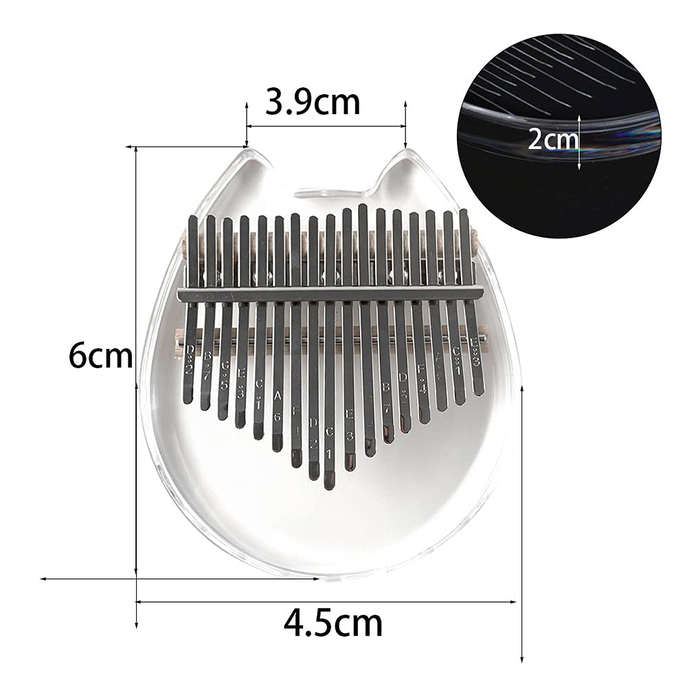 SDGH 17 Keys Transparent Acrylic Thumb Piano with Carry Case Tuning Hammer Stickers Cleaning Cloth Finger Piano