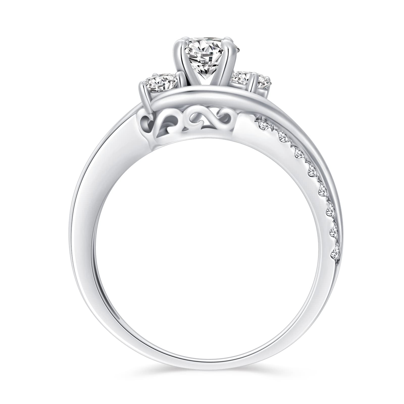 Molioaki 1 Carat (ctw) D-VVS1 moissanite engagement rings for women Platinum Plated Silver ring moissanite rings-Y10