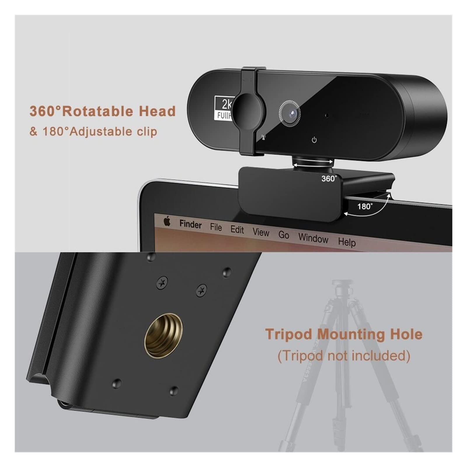 ZAUNCO Webcam 2K 4K Webcam 1080P Mini Webcam with Autofocus for PC PC USB Webcam Full HD Game Live Webcam Video Conferencing Gaming Webcam (Color : 2K, Size : X)