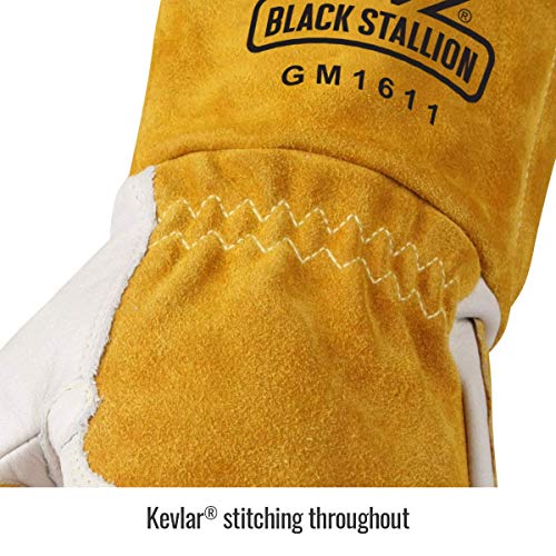 Revco GM1611 Top Grain Leather Cowhide MIG Welding Gloves with Reinforced Palm & Thumb & Index Finger, Seamless Forefinger, 5" Cuff for Extra Protection (Medium)