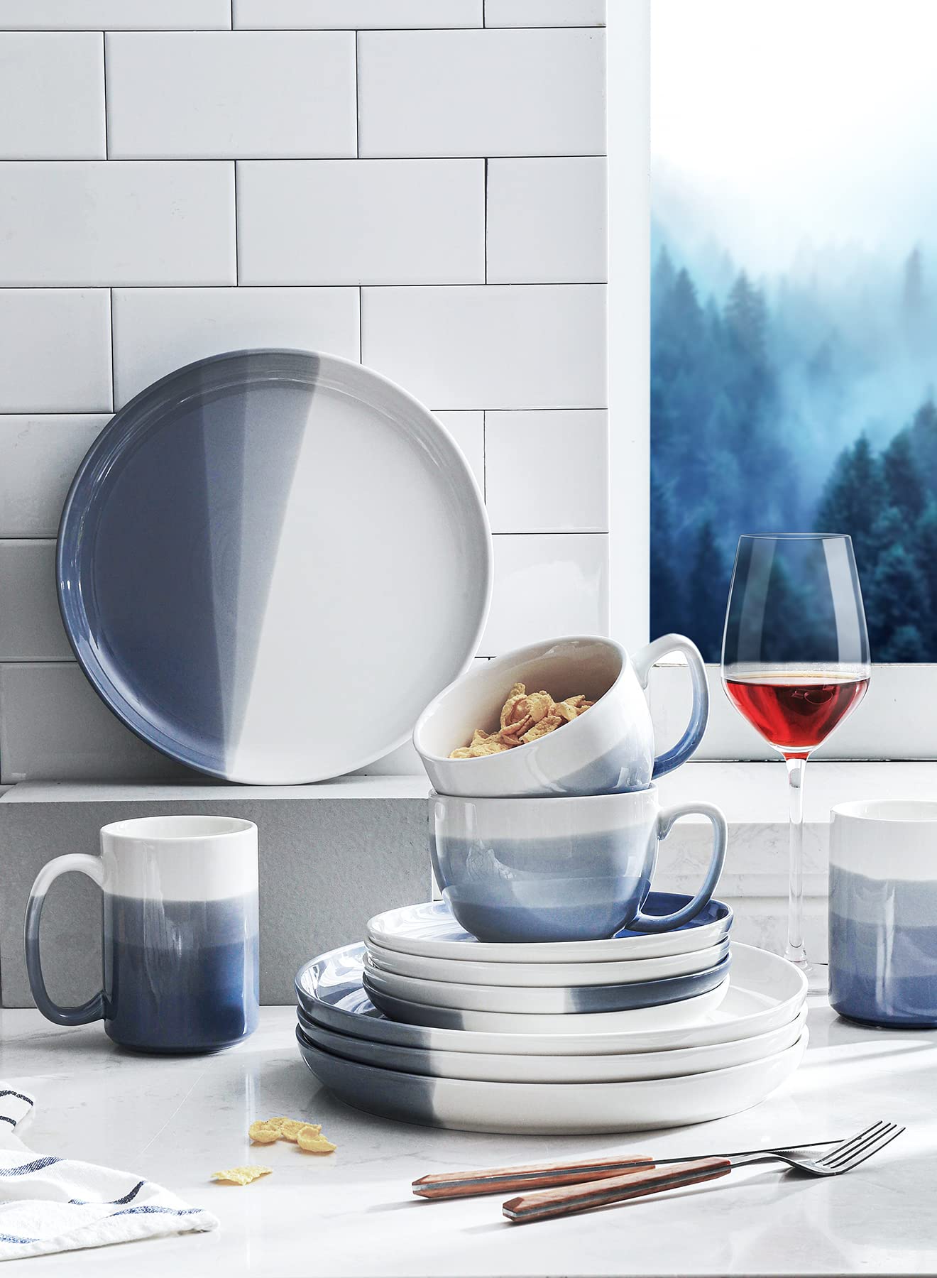 Teocera Dessert Plates set of 4 | 7.2 Inch Round Dessert Salad Plates - Small Appetizer Plates - Dishwasher, Microwave, and Oven Safe, Blue-gray