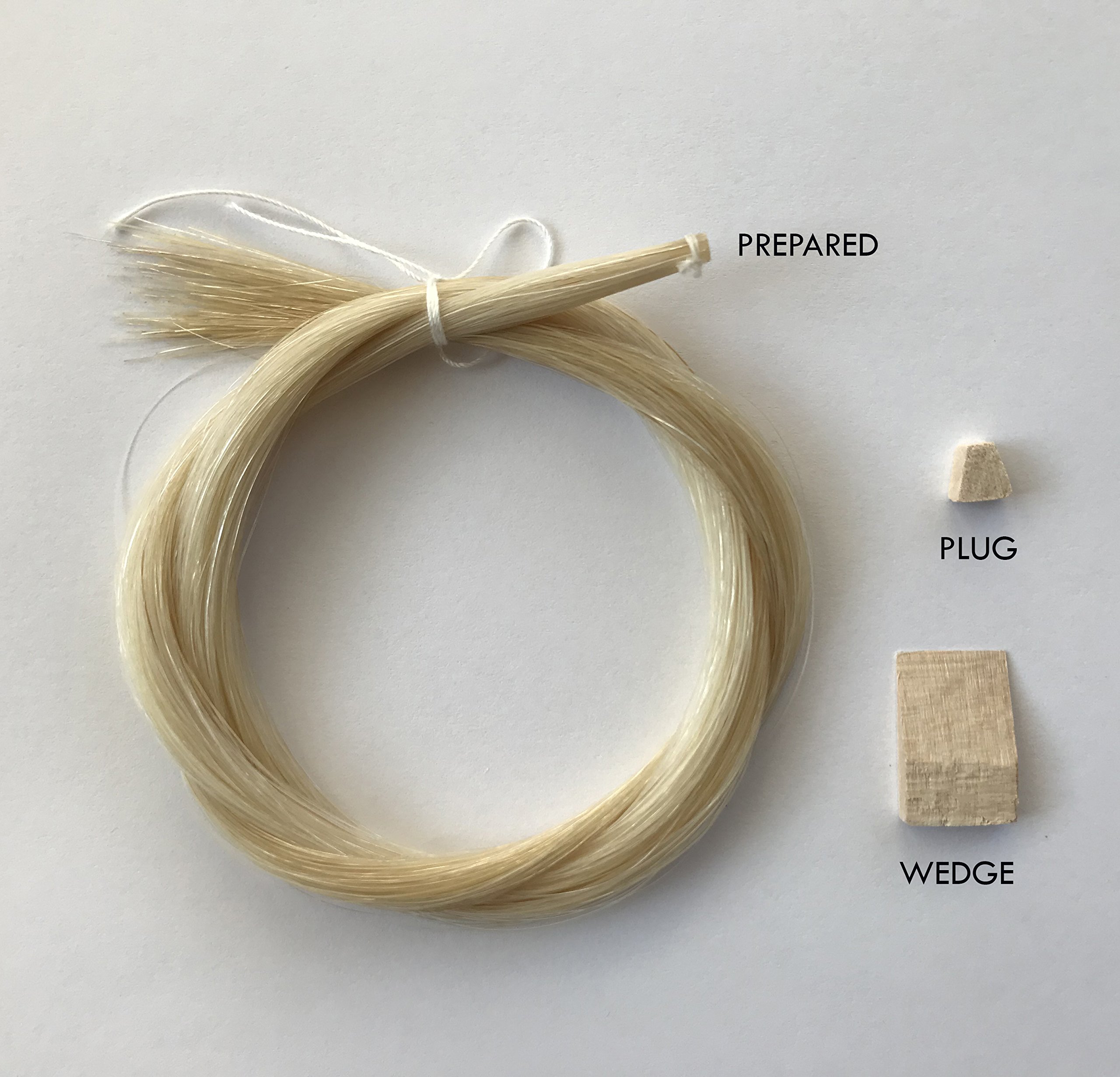 MI&VI Premium Quality Mongolian Horse Hair for Violin, Viola Bows - Unbleached, White 29.5" (1 Hank, Prepared, Includes Plug and Wedge) (1 Hank)