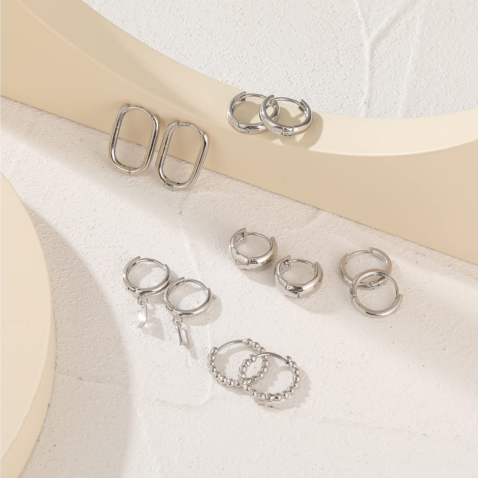 Small Gold Huggie Hoop Earrings Set for Women, Hypoallergenic Twisted Cartilage Hoops, Tiny Silver Hoop Earrings Jewelry for Multiple Piercing (1-1-5)