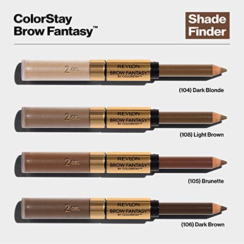 Revlon Eyebrow Gel & Pencil, ColorStay Brow Fantasy 2-in-1 Eye Makeup, Longwearing with Precision Tip, 104 Dark Blonde, 0.04 Oz