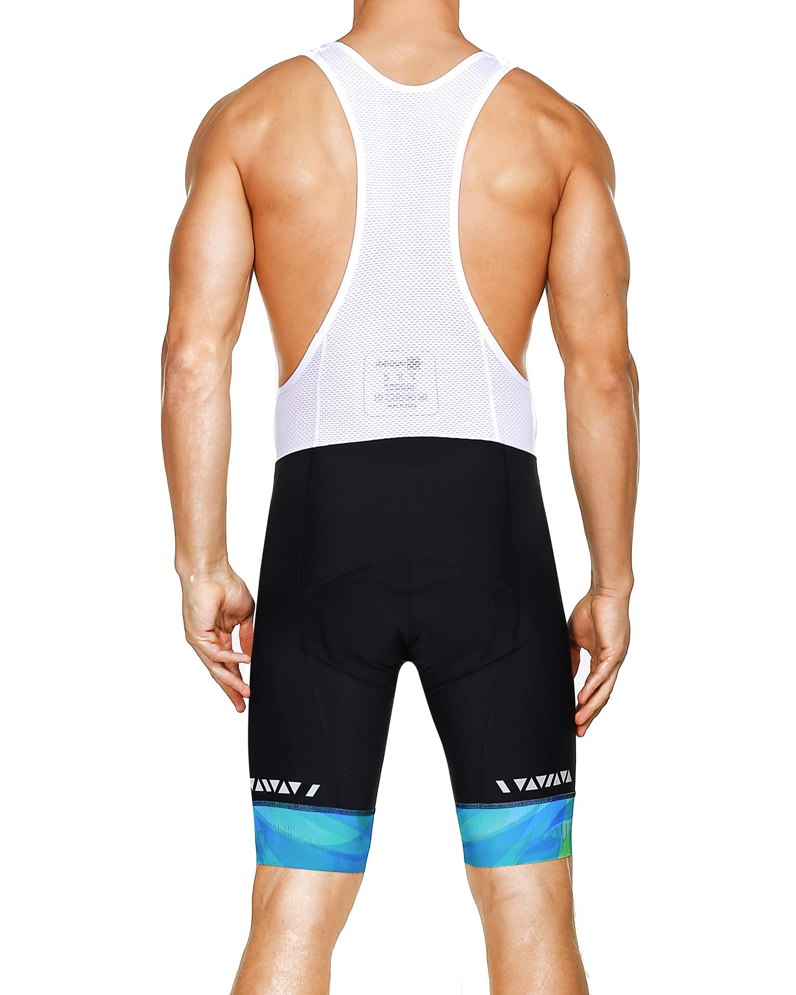 MUCUBAL Men's Cycling Bib Shorts with 3D Breathable Pad Elastic Compression Bike Bibs(Blue,L)