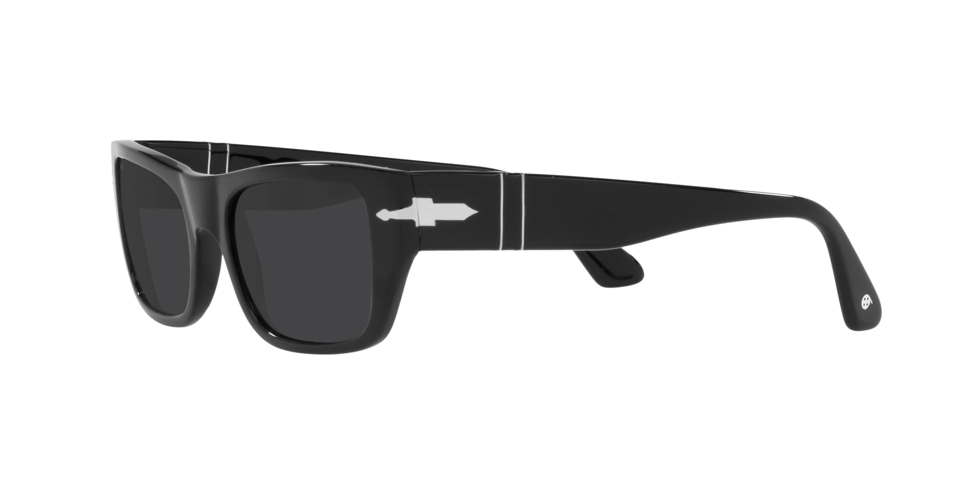 Persol PO3268S Rectangular Sunglasses, Black/Green Polarized, 53 mm