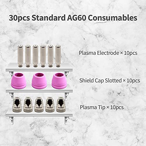 WeldingStop Plasma Consumables Kit for Primeweld CUT50 CUT50DP CT520 CT520DP Plasma Cutter AG-60 Torch (1.0mm .040'' Tip)