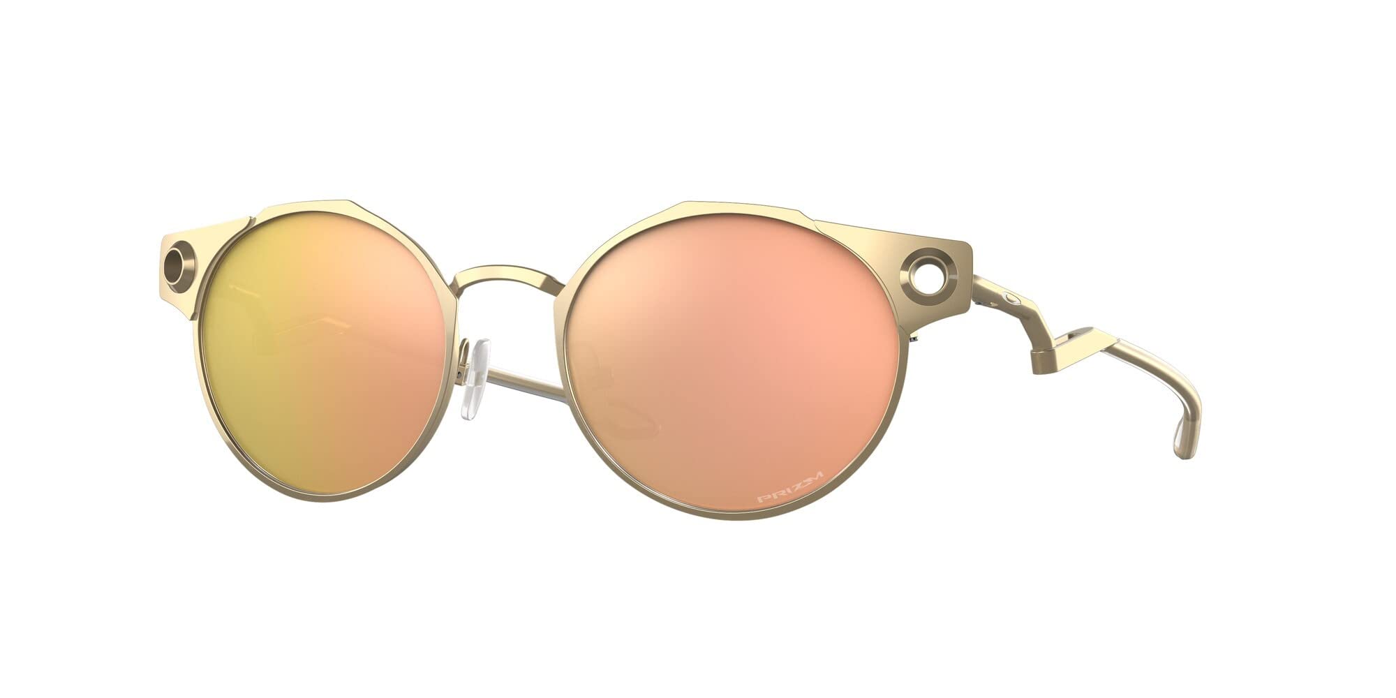 Oakley Men's OO6046 Deadbolt Titanium Round Sunglasses, Satin Light Gold/Prizm Rose Gold, 50 mm