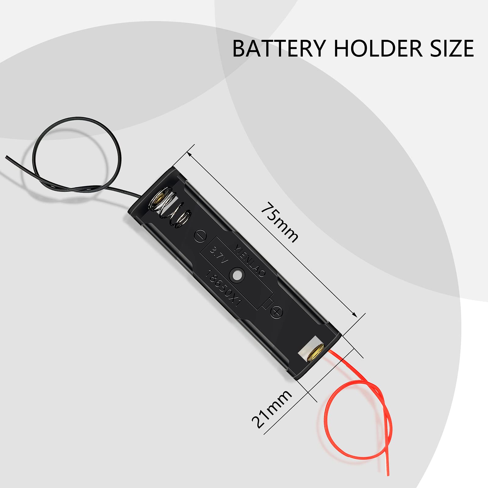 Vinomike 10 Pack 1 Slot 18650 Battery Holder with Wired, 3.7V 18650 Battery Storage Box Case for 18650 Battery with Connect Lead. Black