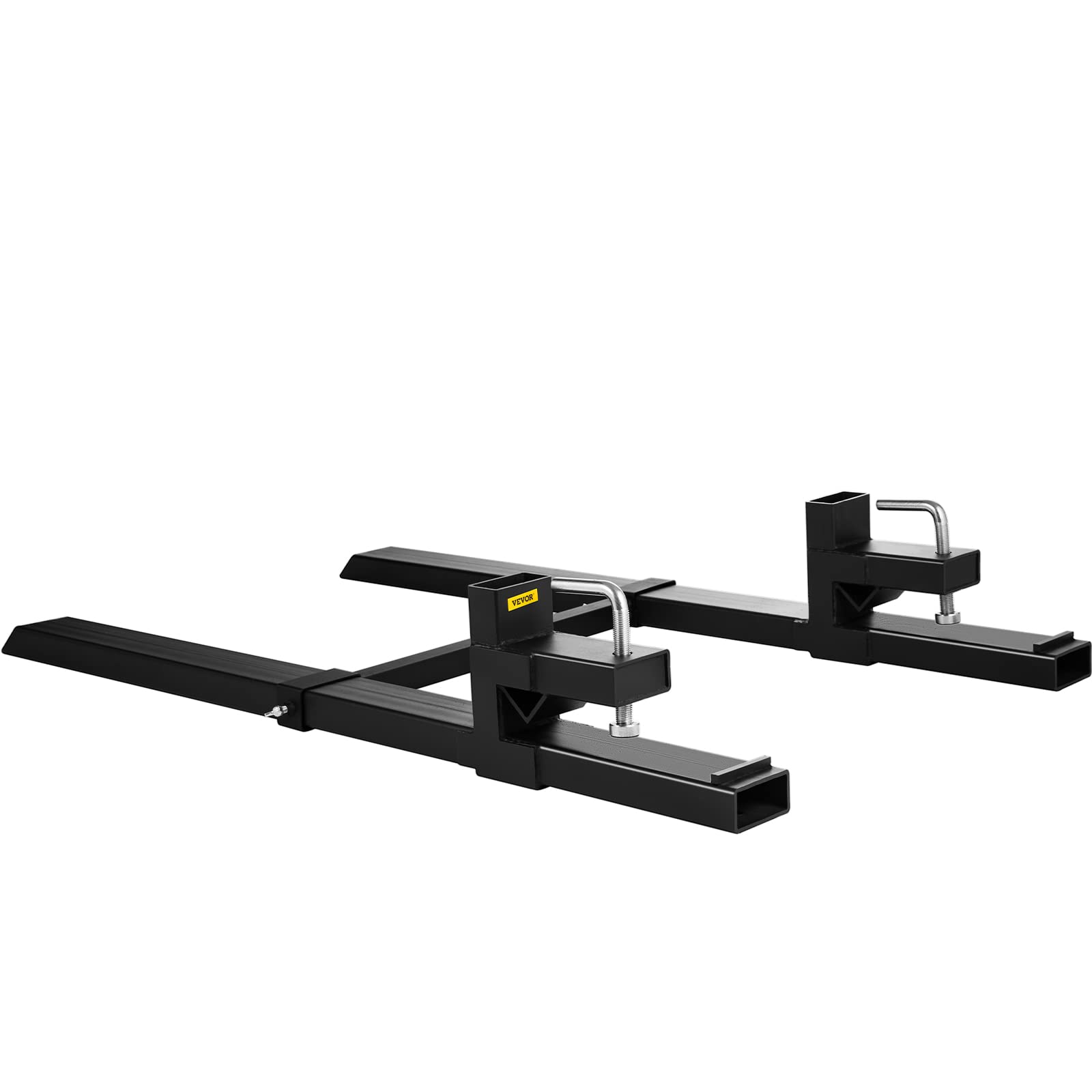 VEVOR Pallet Forks, 2000 Lbs Clamp on Pallet Forks 60" Total Length, Tractor Bucket Forks with Adjustable Stabilizer Bar, Heavy Duty Pallet Forks for Tractor Attachments, Skid Steer, Loader Bucket