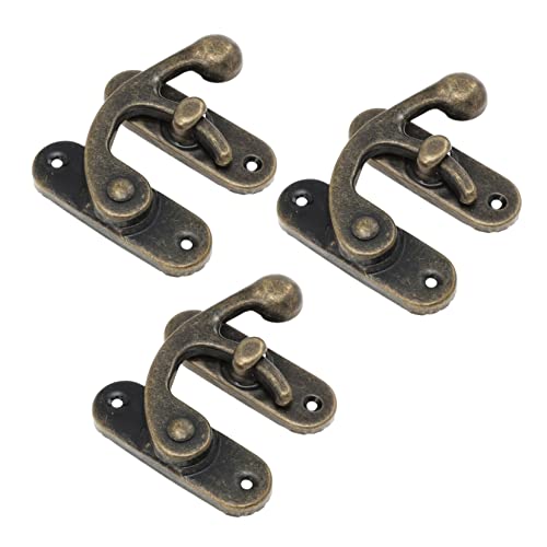 MAJHER 3pcs Buckle Buckle Cabinet Hinges Cabinet Hardware Wooden Jewelry Box Antique Right Hook Hinges for Kitchen Cabinets Cabinet Hasp Latches Right Hook Horn Lock Case Right Lock Hook