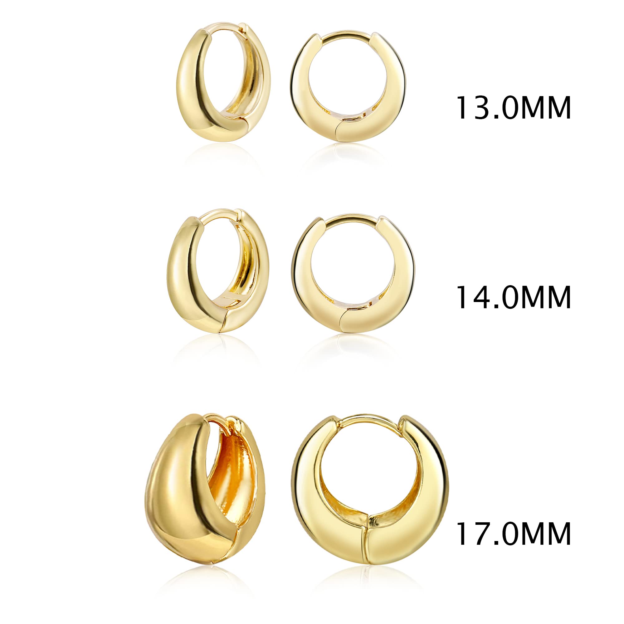 Small Thick Gold Chunky Hoop Earrings Lightweight Huggie Hoops For Women