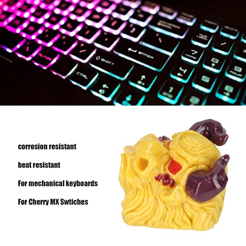 Zyyini Computer Keycap, Resin Hand Carved Cow Custom Keycaps Gaming Keyboard Replacement Part for Cherry MX Swtiches Mechanical Keyboards(Yellow)