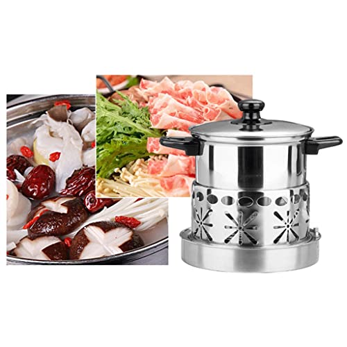 SEASD Chinese Style Stainless Steel Small Hot Pot Individual Hotel Restaurant Buffet Chafing Dish Picnic Utensils