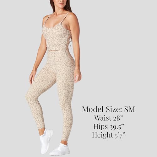 Tavi Women’s High Waisted 7/8 Tight | 25-Inch Inseam | Comfortable Leggings with Pockets | Workouts, Medium, Latte Leopard