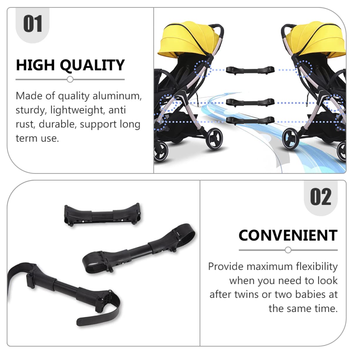 Toddmomy 2pcs Stroller Two Babies Professional Connector A Connectors Baby Outdoor Aluminum Accessory Prams Single Become for Double Ster Use Universal Sters Twin