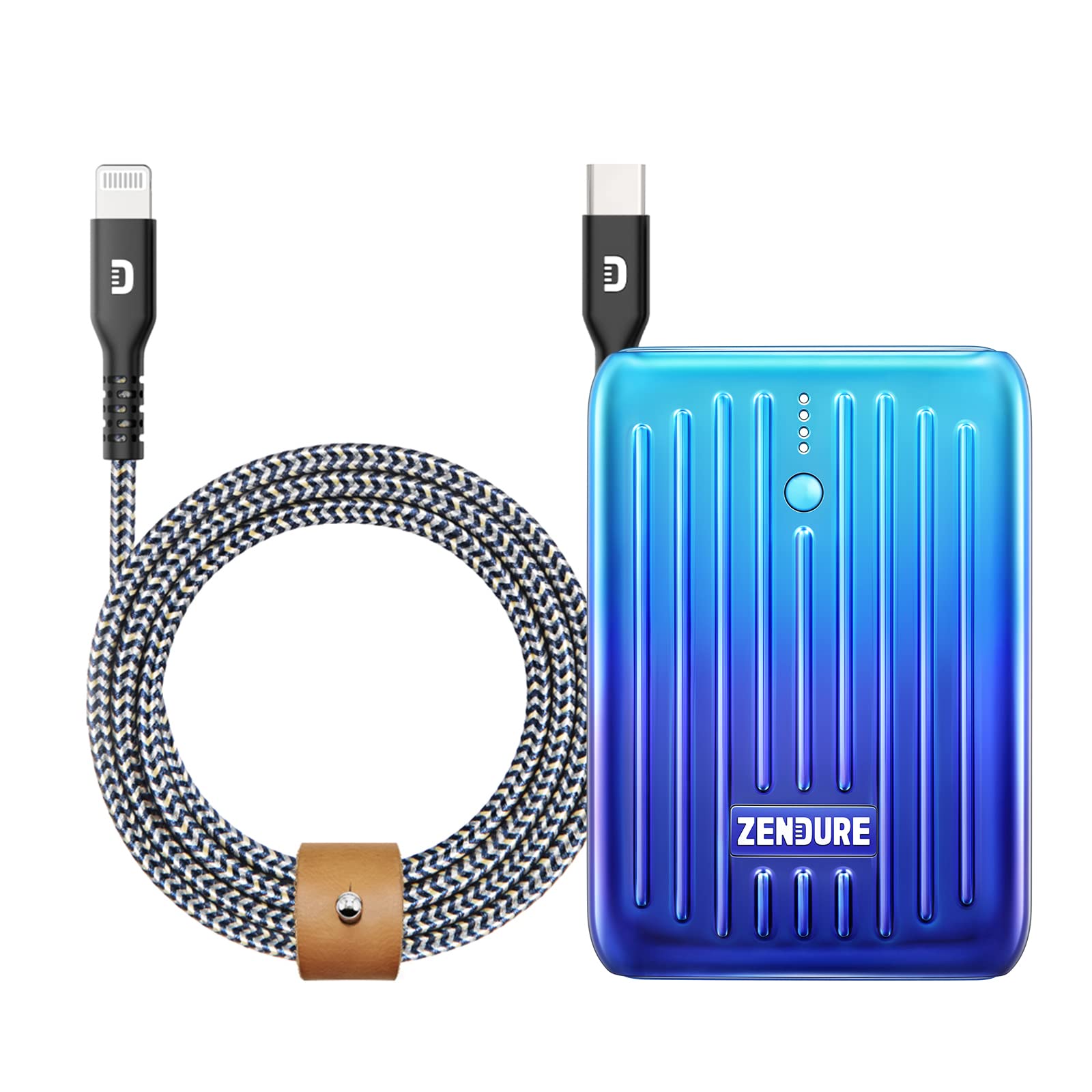 Zendure Power Bank 10000mAh Supermini USB C to Lightning Cable Supercord MFI Certified