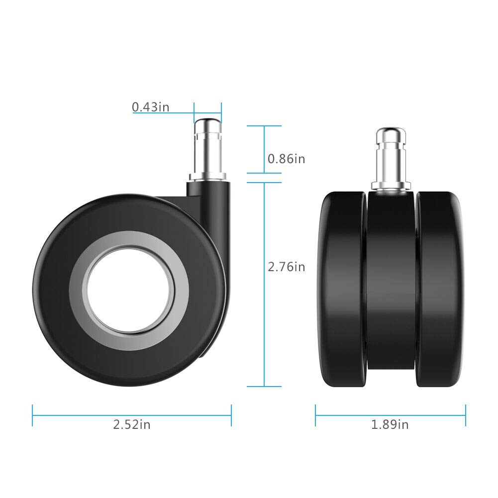 Office Chair Caster Wheels (Set of 5) Safe for All Floors Including Hardwood Double Wheels Style with Screwdriver Heavy Duty 650 lbs Total Capacity