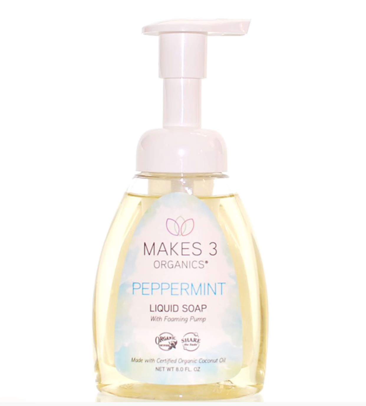 Makes 3 Organics Organic Peppermint Foaming Liquid Soap