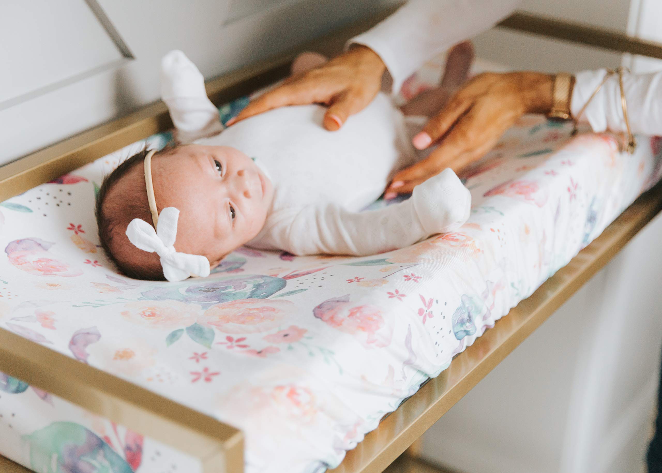 Premium Knit Diaper Changing Pad Cover"Bloom" by Copper Pearl