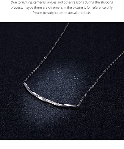 Personalized Necklace with CZ Crystal 925 Sterling Silver Personalized Necklace for Women (Simplicity Smile Bar Necklace)