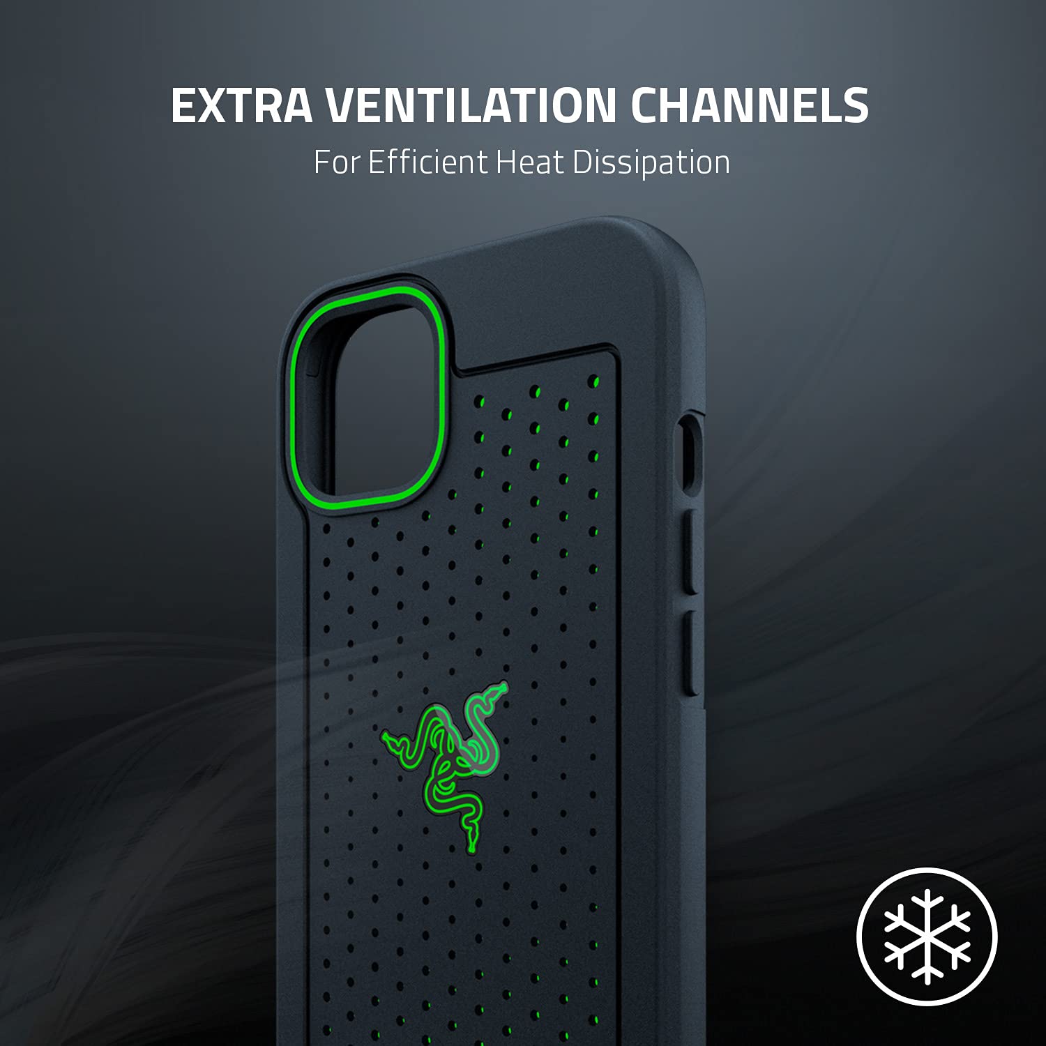 Razer Arctech for iPhone 13 Case: Extra Ventilation Channels - Thermplastic Elastomer Reinforced Corners - Tactile Side Buttons - Compatible with Wireless Chargers and 5G Black