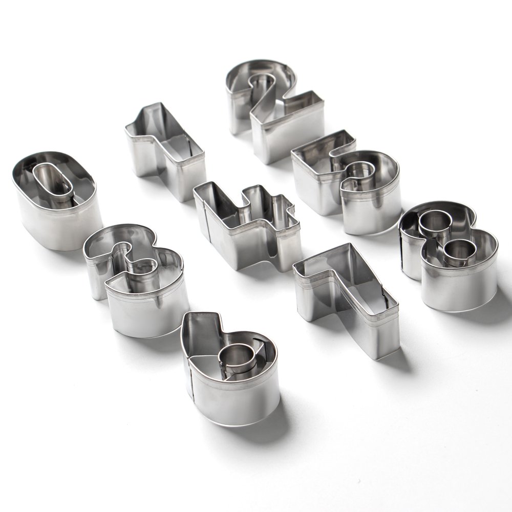 SurgeHai Mini Number Cookie Cutters β1.7" Stainless Steel Cake Decorating Small Number Cutters with Cut-Outs, 9-Piece Set