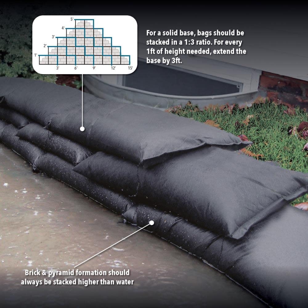 Quick Dam Grab & Go Flood Kit includes 20- 2ft Flood Bags in Bucket , Black , 1 Kit - QDGGFB-20