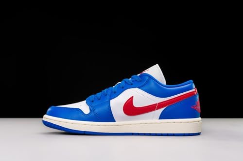 Nike Jordan Women's Air Jordan 1 Low Sneakers (Sport Blue/Grym Red-White-Sail, 8.5)