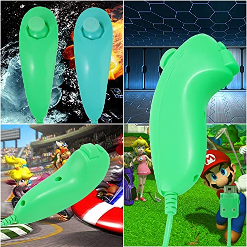 Soanufa Wii Nunchuck, KDYGTDCT Wii Nunchuk Controllers 2 Pack Compatible with Wii and Wii U Console (Light Green + Ice Blue)
