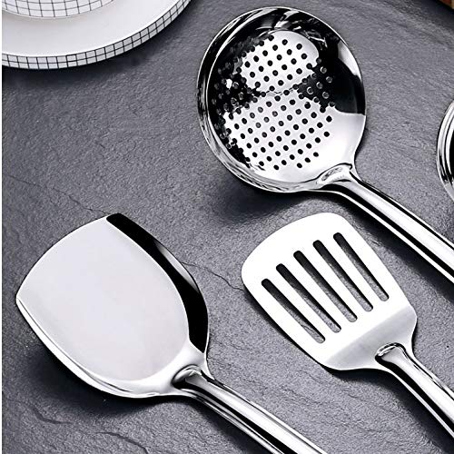 LMMDP 4pcs Stainless Steel Kitchen Utensil Set Spatula Spoon Frying Shovel Colander Noodle Spaghetti Spoon Kitchen Cooking Tools