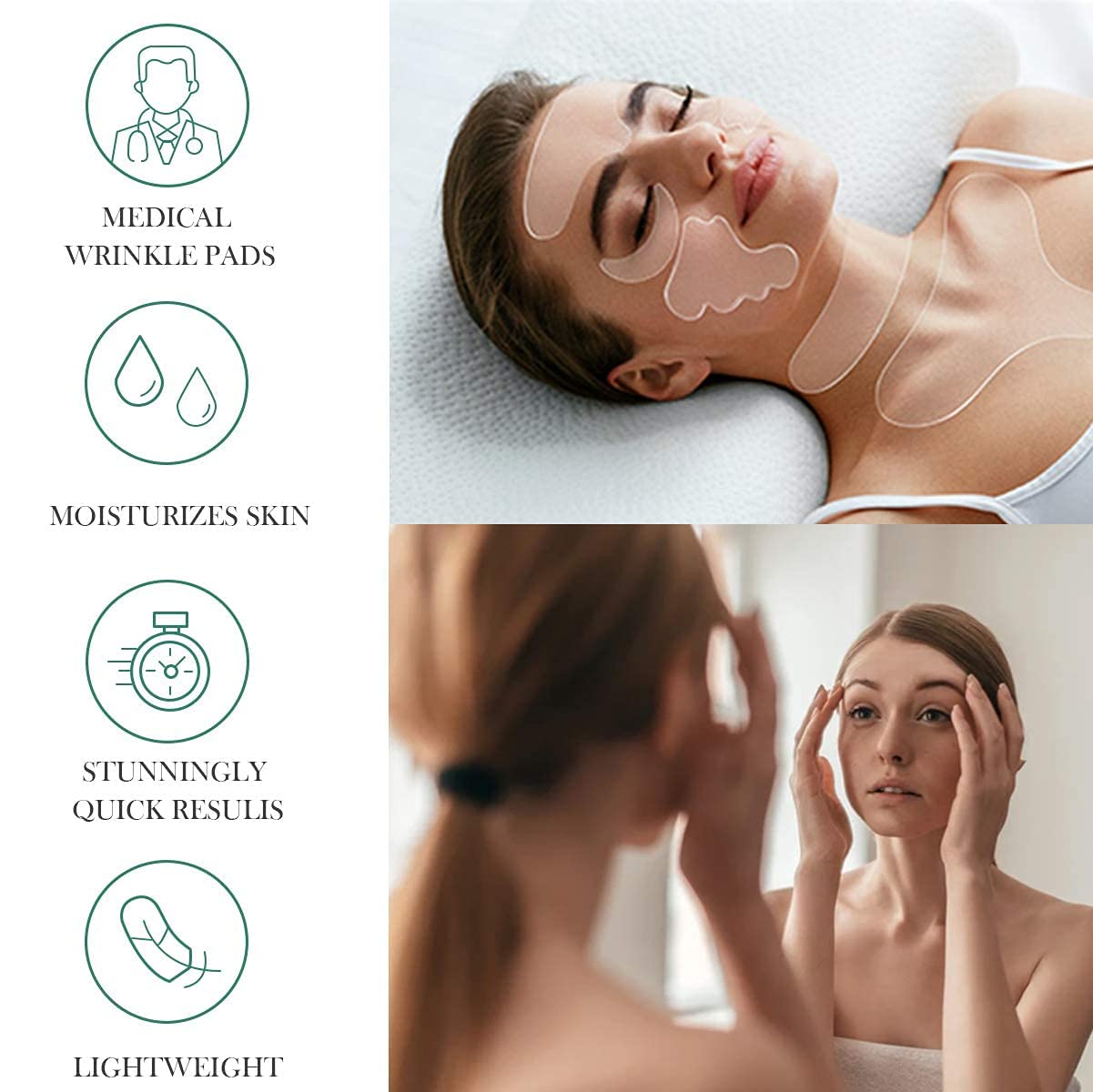 Yishqi Wrinkle Patches for Face Overnight, Anti-Wrinkle, Hypoallergenic, Smoothening, Softening
