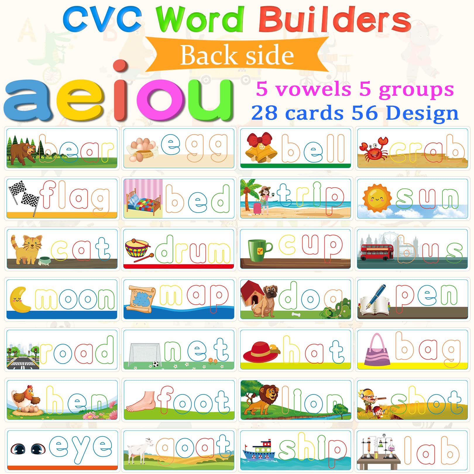 See & Spell Learning Educational Toys for 3-6 Year Old Boys & Girls - 80 Pcs CVC Word Builder Set with Alphabet & Color Recognition, Ideal for Preschool, Kindergarten Learning Activities & Gifts