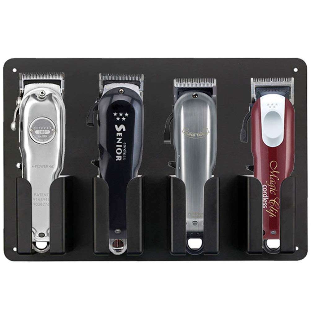 Minkissy Hair Clipper Holder Organizer Wall Mounted Hair Brush Comb Hairdressing Tool Storage Rack Shelf Container for Home Shop 31X20X6cm