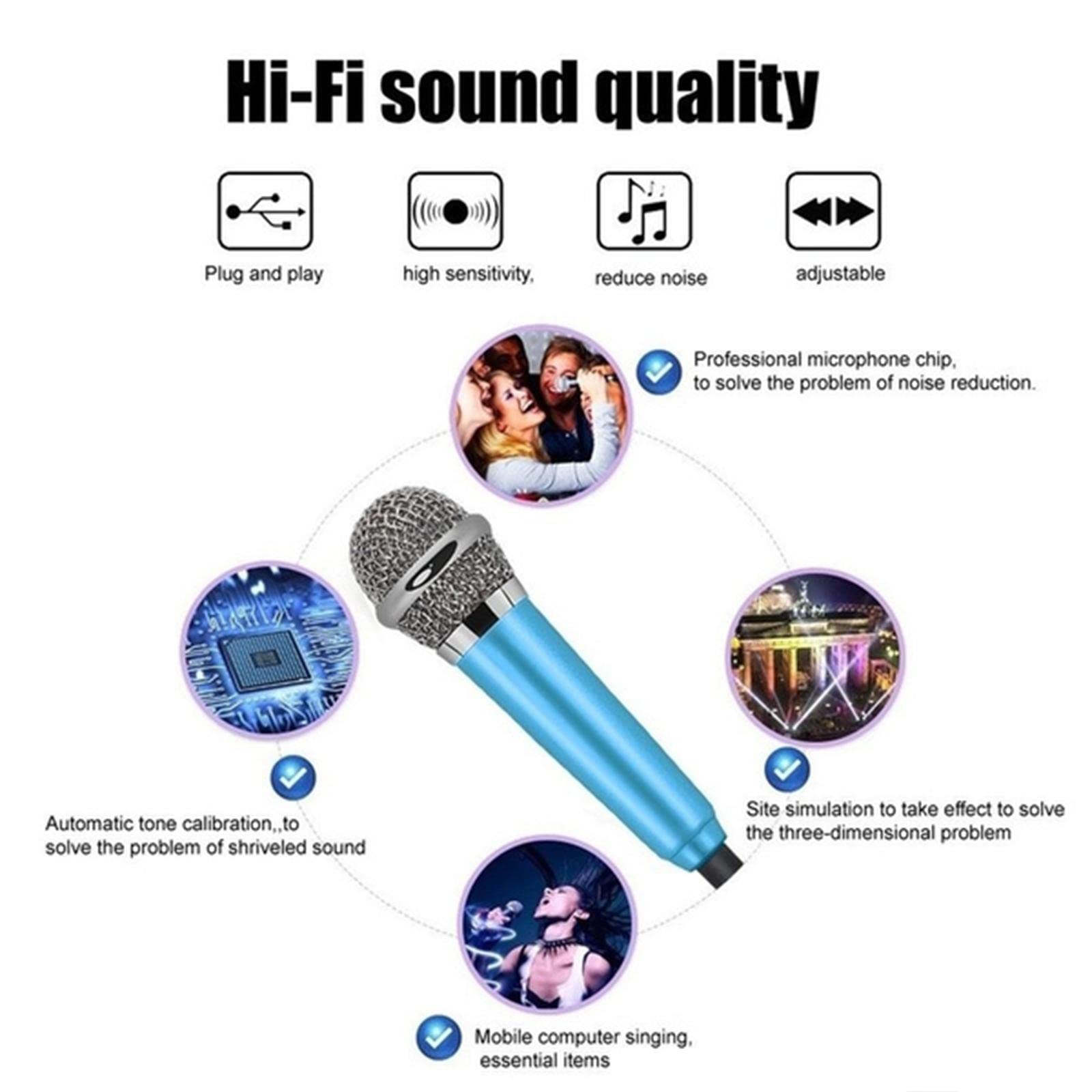 TBAKPU Mini Microphone,Singing Mic Equipment,Beautiful Vocal Quality,Mini Karaoke Microphone,3.5mm Audio Connector with 120 cm Cord,Suitable for Laptop, iPhone, Android Phone (2PACK)