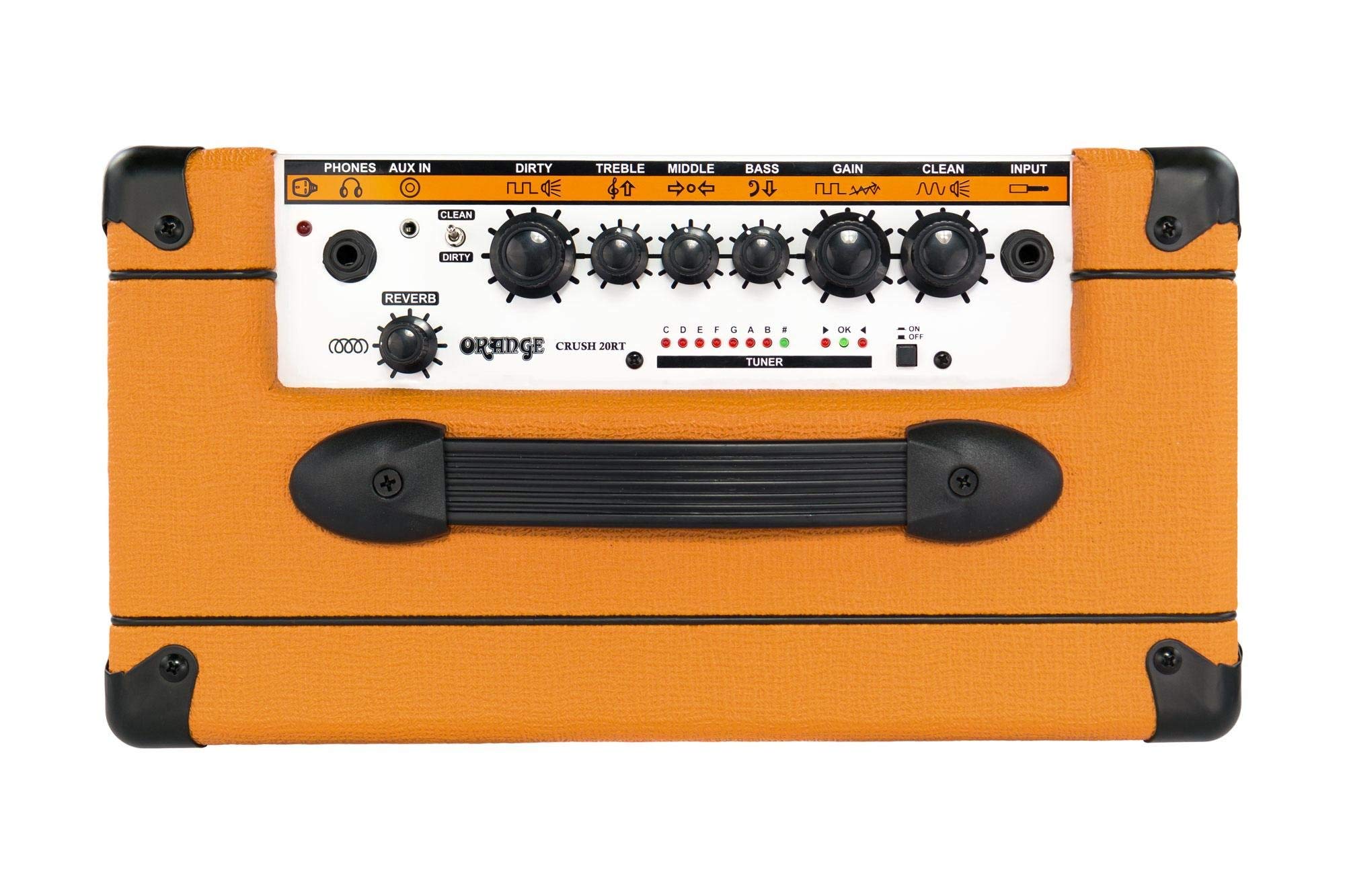Orange Amps Crush 20RT Amplifier for Electric Guitars (Orange) Bundle with Blucoil 10-FT Straight Instrument Cable (1/4in), 2-Pack of Pedal Patch Cables, and 4-Pack of Celluloid Guitar Picks