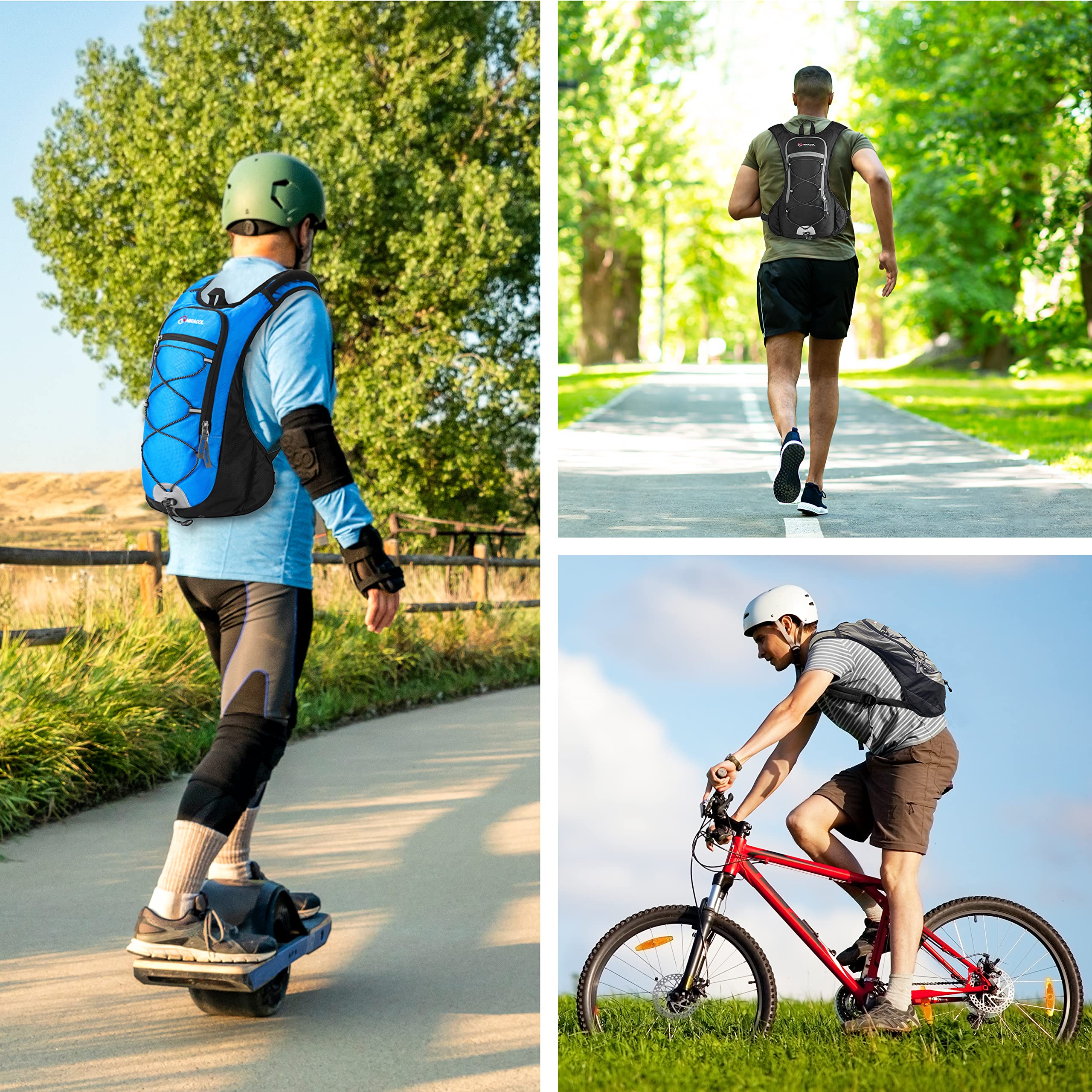 MIRACOL Hydration Pack Water Backpack - Water Pack with 2L Water Bladder - Hydration Backpack Hydropack for Running Biking Cycling Hiking Rave Festival