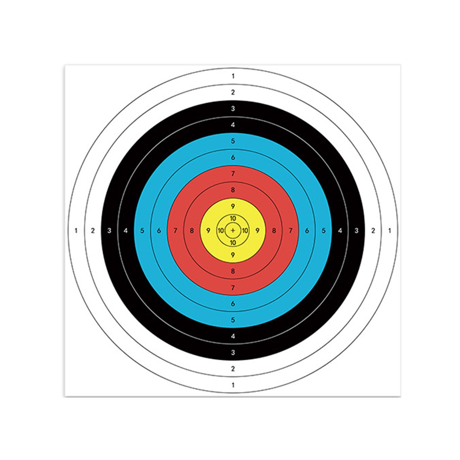 TBONTBY 30pcs Standard Archery Target Paper, 40cm 10 Ring Target Face for Indoor 18m Recurve, Barebow, Compound Bow Competition or Practice, yellow,red,bule,black,white