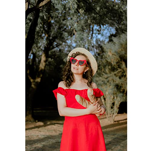 VideMundi Heart Shaped Sunglasses for Women,Vintage Cat Eye Mod Style Retro Kurt Cobain Glasses (Red)