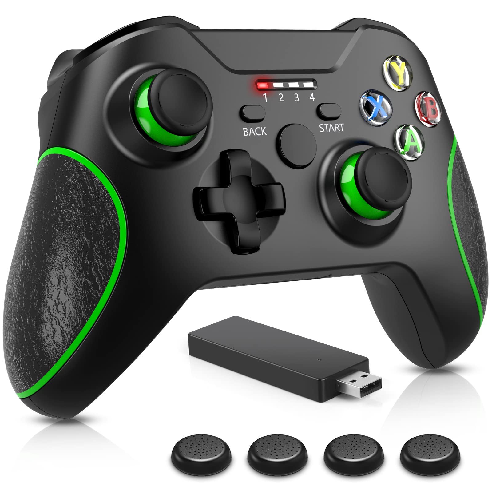 Rddmen Wireless Controller for Xbox One - 2.4GHz Dual Vibration Remote Compatible with Xbox 1/ X/ S/ Series X/ S/ PC (Black)